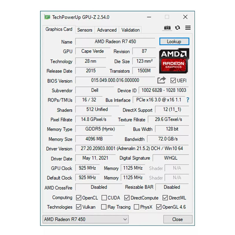 کارت گرافیک AMD Radeon R7 450 4GB GDDR5 - صدف کامپیوتر